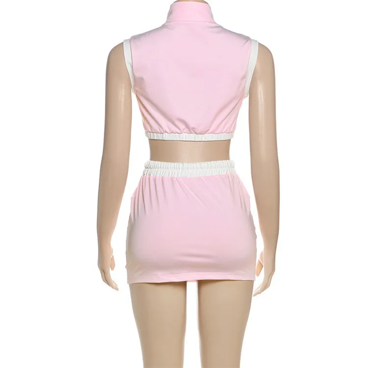 Casual Women Tracksuit 2 Piece Set Summer Patchwork Zip Tank Tops ...