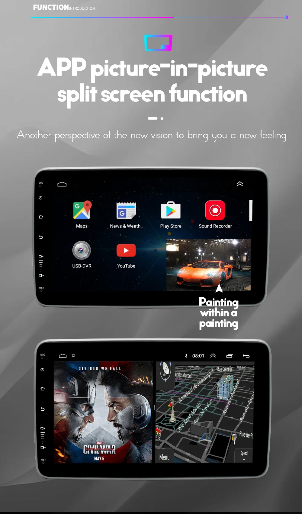 10.1 Inch Android Auto Rotating Screen Monitor Car Radios