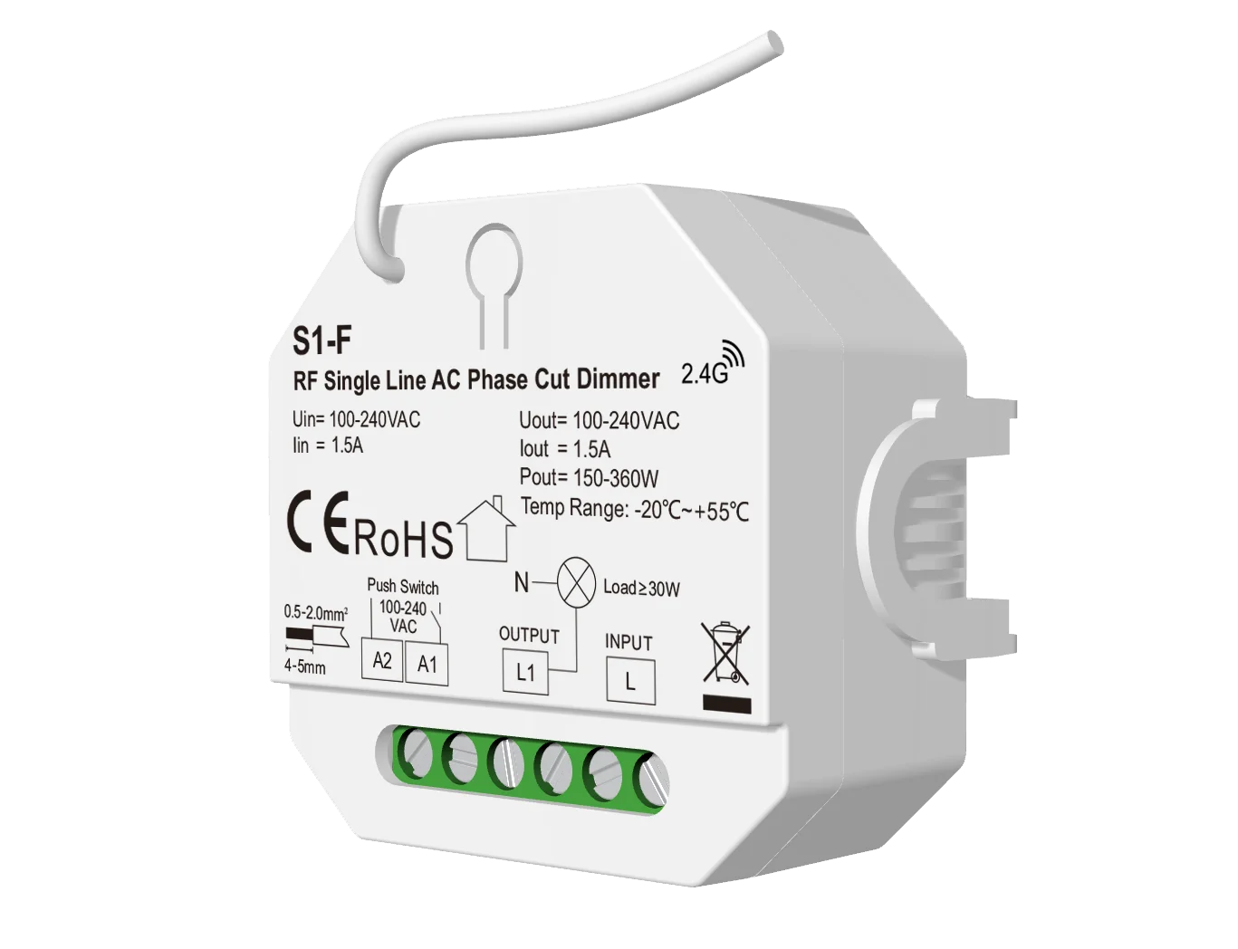 Skydance Single Line Ac Phase Cut Rf Dimmer 100~240vac Triac Push ...