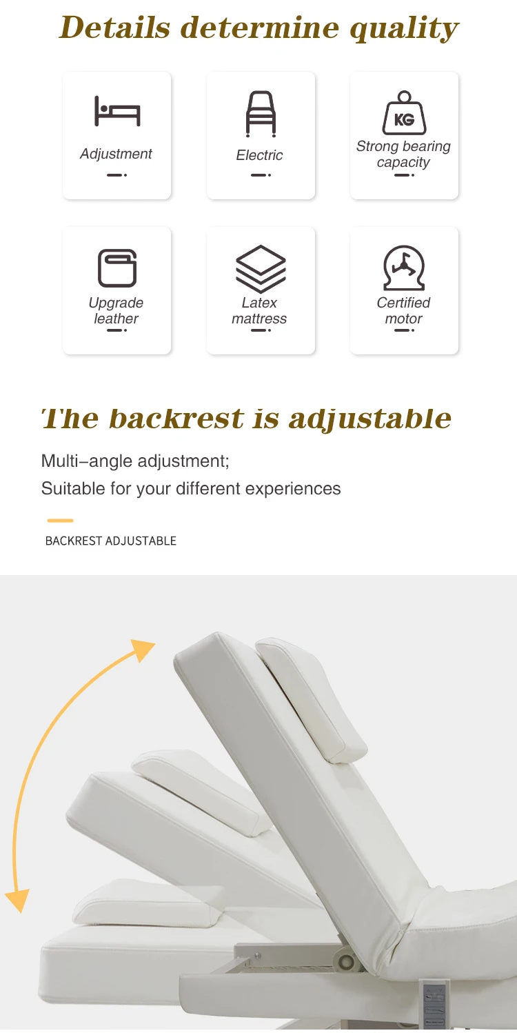 Luxury Modern Beauty Salon Furniture Electric Beauty Bed 4 Motor Gold ...