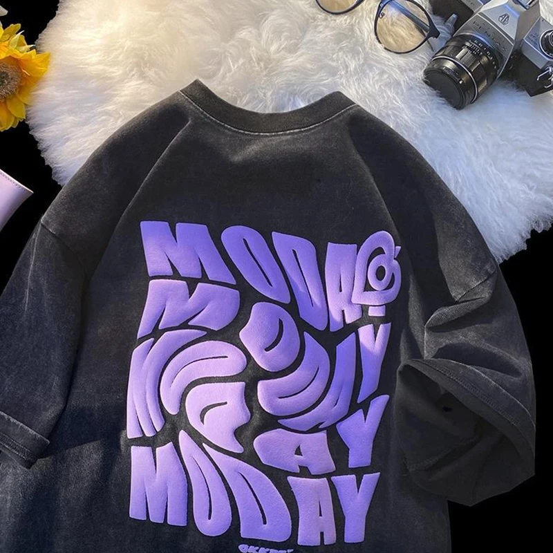 Oem Custom Logo 3d Puff Printing Tee Shirt Cotton Camisas Hombre Round ...