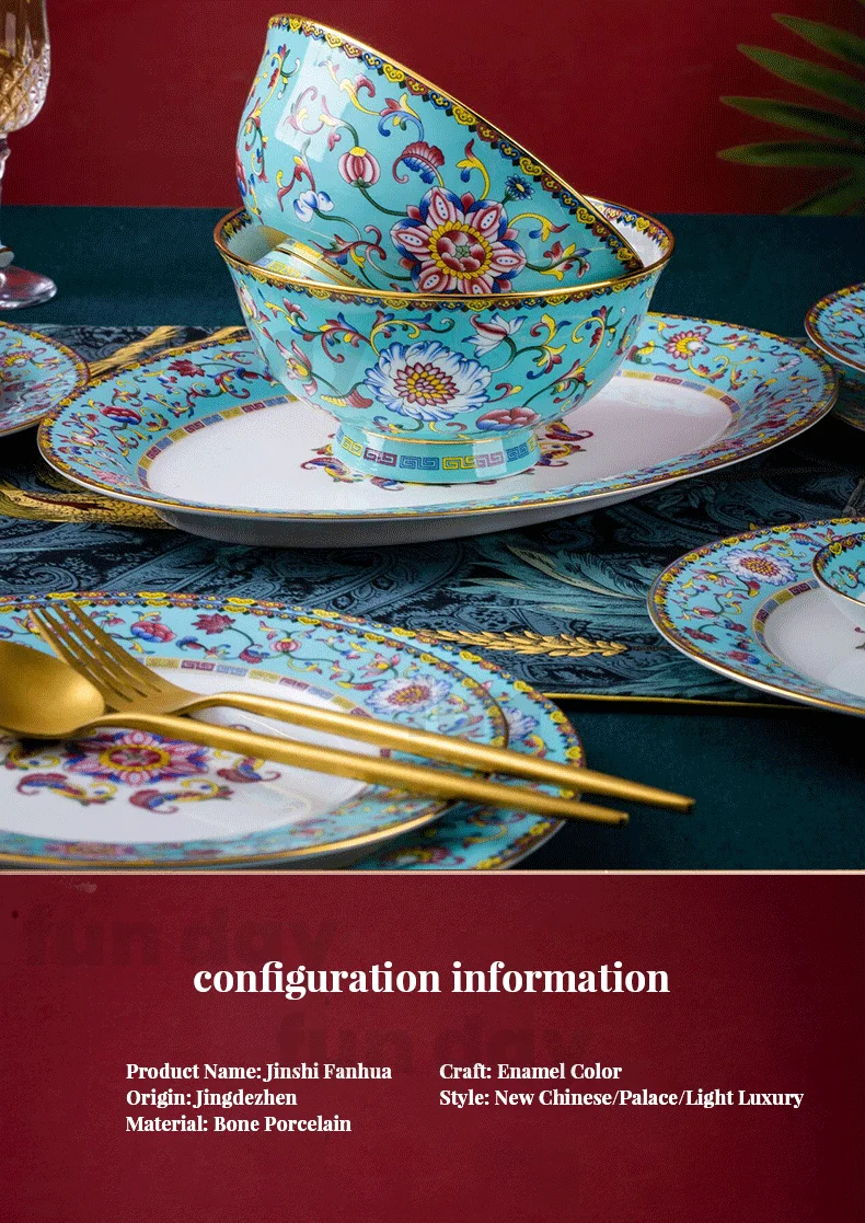 80 Pcs Dinnerware Sets - Luxury Arabic Tableware Bone China