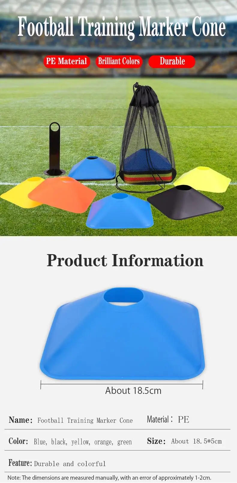 Wholesale Square Agility Training Marker Soccer Cone Marker Disc Multi-color Soft Plastic Disc ...
