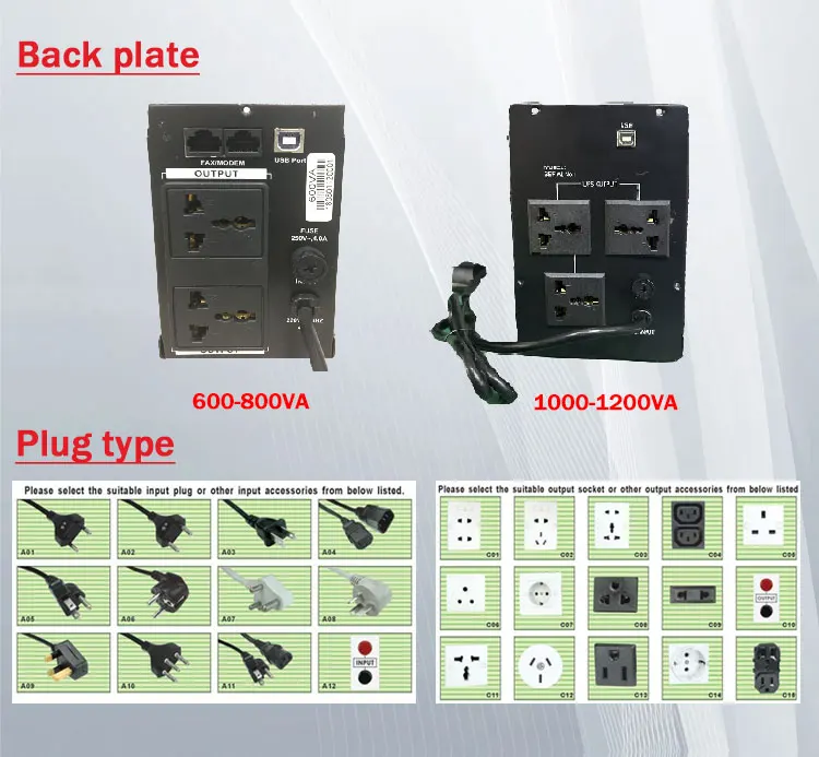 Offline 1000VA UPS Standby Uninterrupted Power Supply for Computer ...