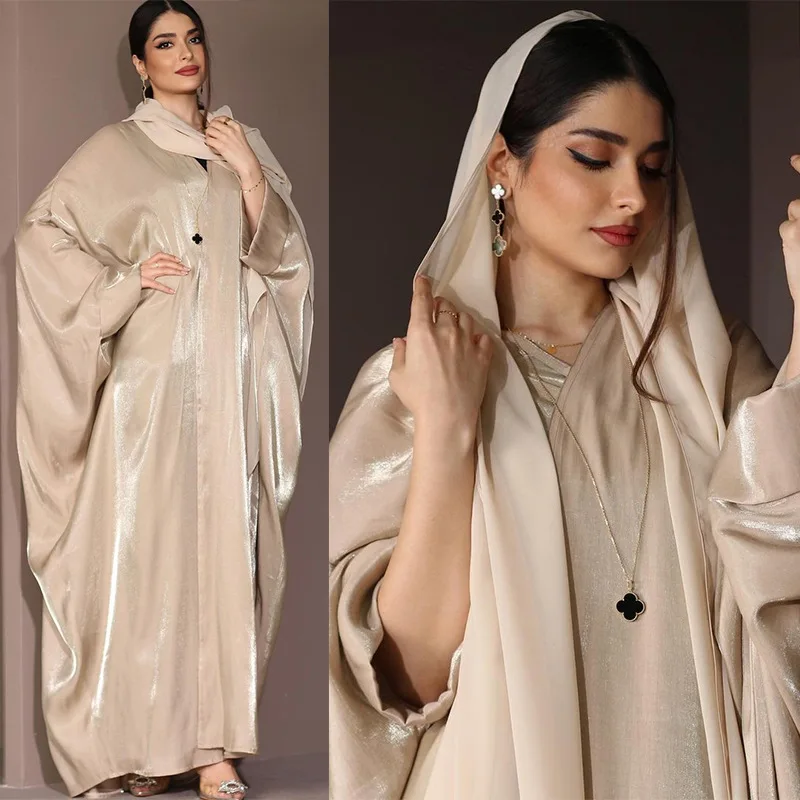 Z-7 Muslim Fashion Bright Silk Bat Sleeve Robe Plus-Size Abaya Muslim ...