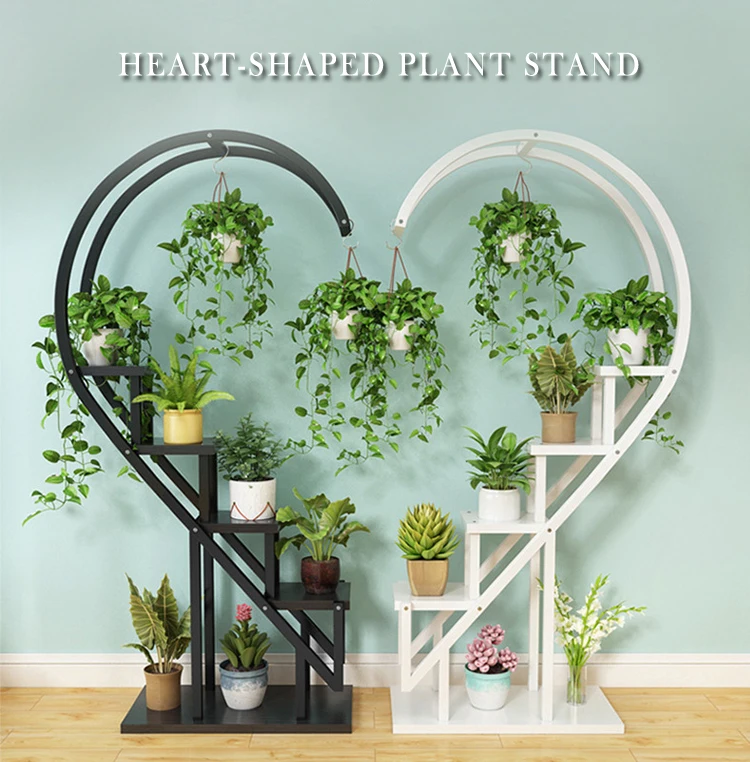 Heart-shaped Flower Stand - Stylish Metal Plant Holder