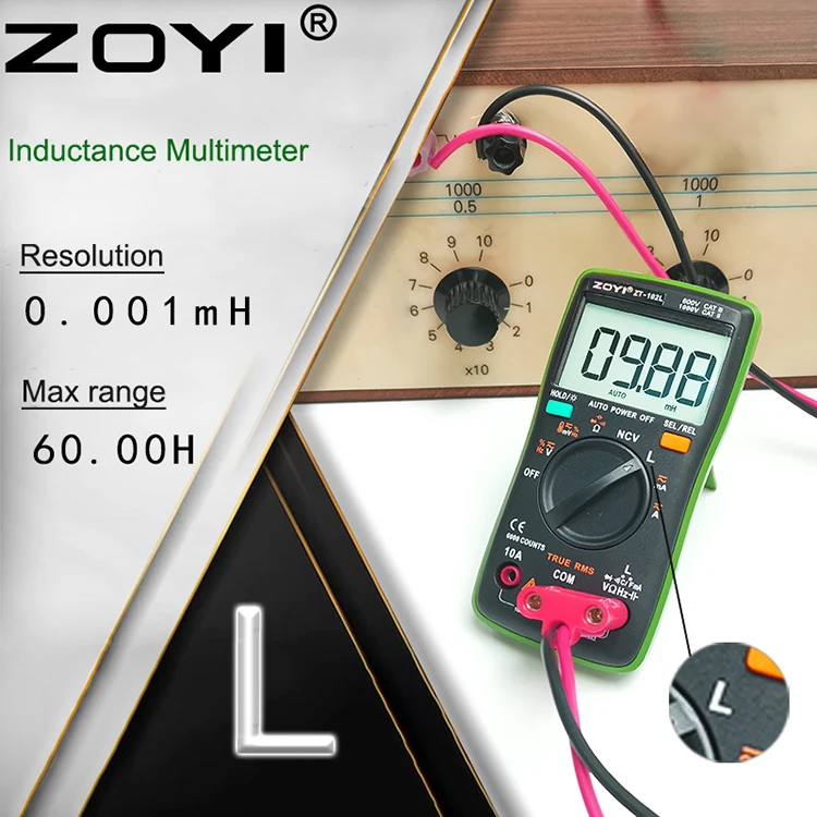 ZOTEK ZT102L Mini Auto Inductance Digital Multimeter 60 Henrys H ...