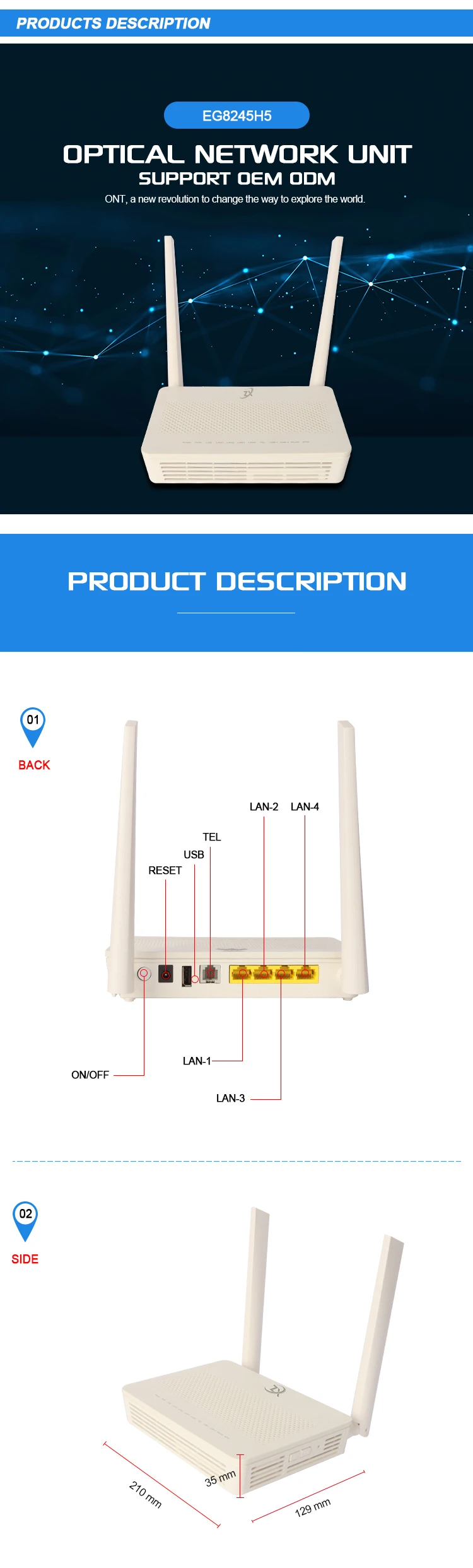 Modem Onu Echolife Gpon Router HG 8245H5 with Wifi Firmware