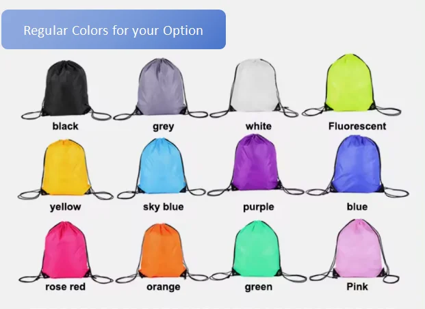 Custom Draw String Bag logo Waterproof Nylon Polyester Reused 210D Promotion Gym Reusable ...
