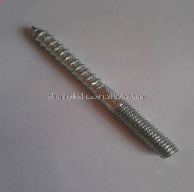 Double Two Sides Thread Screw for Wood Furniture - Zinc Plated Steel