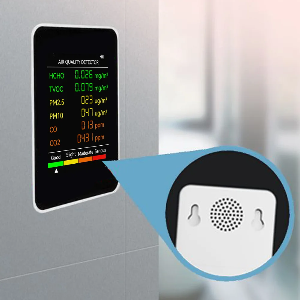 6 in 1 Air Quality Monitor Multifunctional Automatic Display Indoor ...