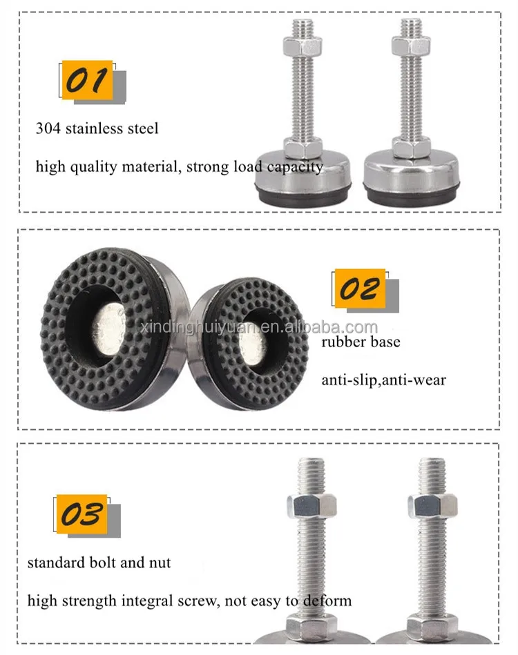 Heavy Duty Furniture Leveling Feet - M8 Stainless Steel