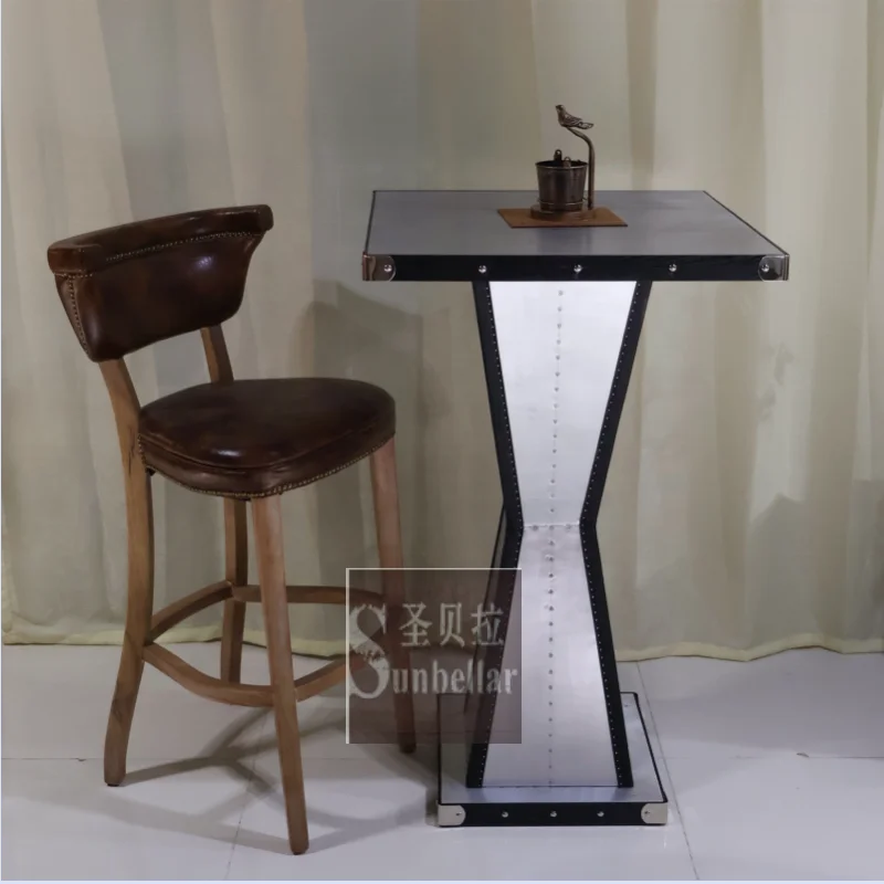 custom made industrial antique Aluminium bar table bistro pub High Top ...