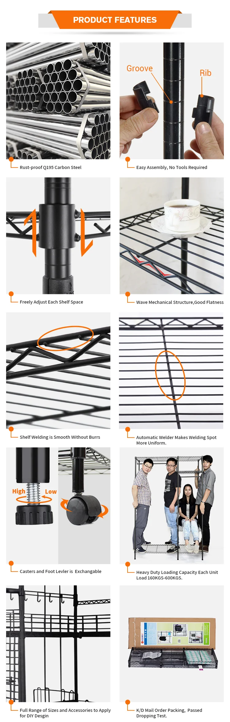 Big Size Wardrobe Wire Clothing Rack 6 Shelves Heavy Duty Garment ...