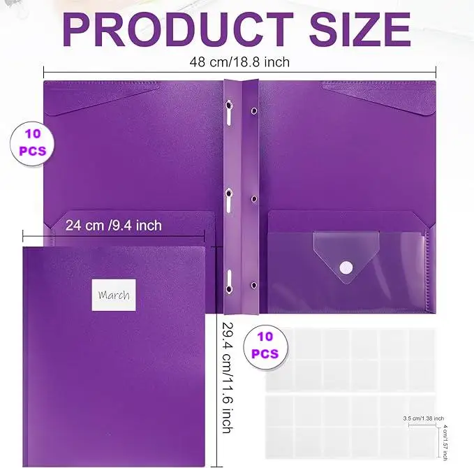 A4 Size Metal Prongs Fastener Clips Plastic Folders Office Supplies Pp ...