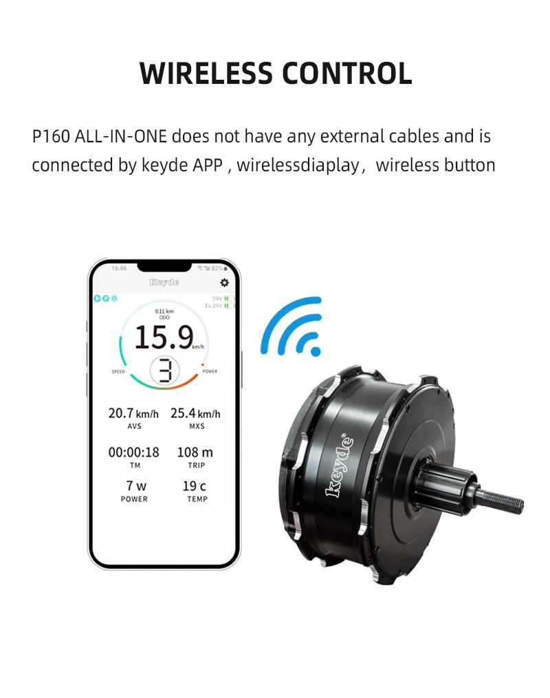 ALL-IN-ONE Keyde P160 Brushless E-Bike Motor Kit with Integrated ...