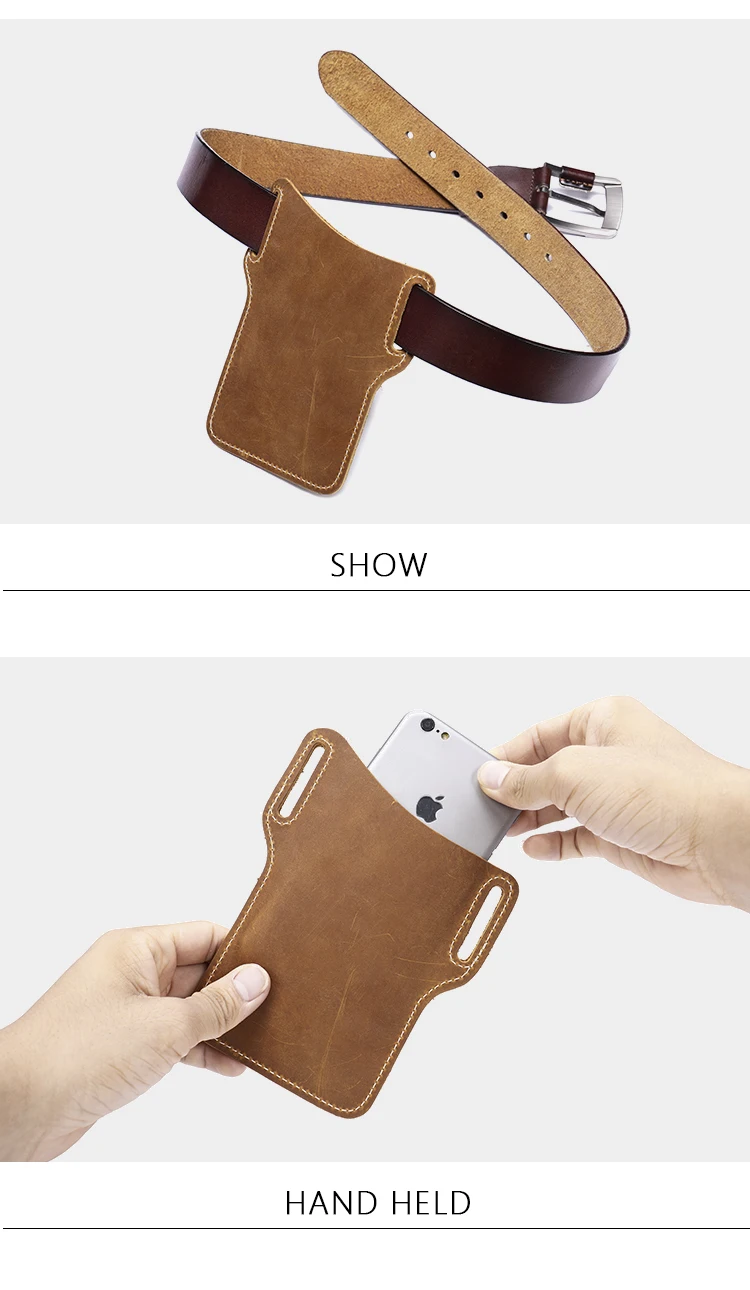 Men's Personalized Leather Cell Phone Belt Bag - Waterproof