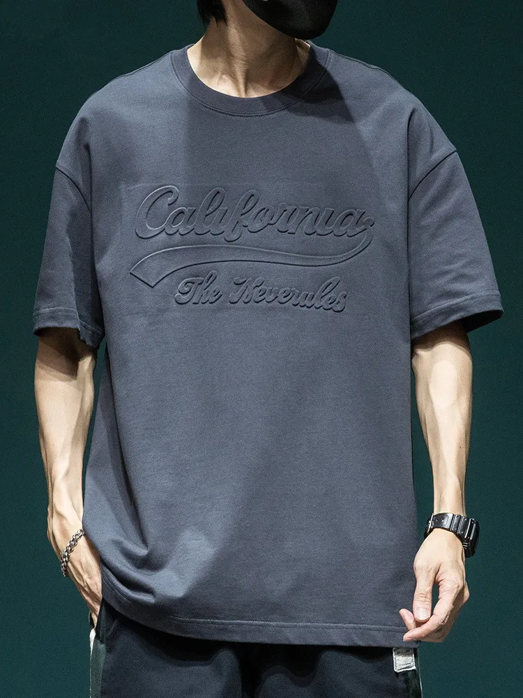 Men's Drop Shoulder T-Shirts - Customized 3D Embossed