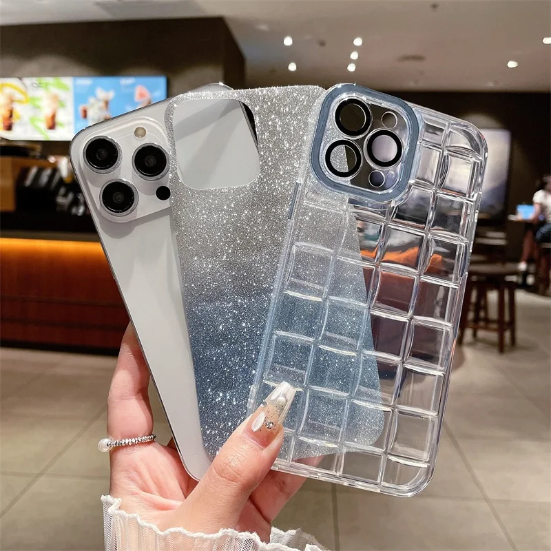 Transparent Gradual Glitter Phone Cases Luxury For Iphone 14 13 12 11 ...