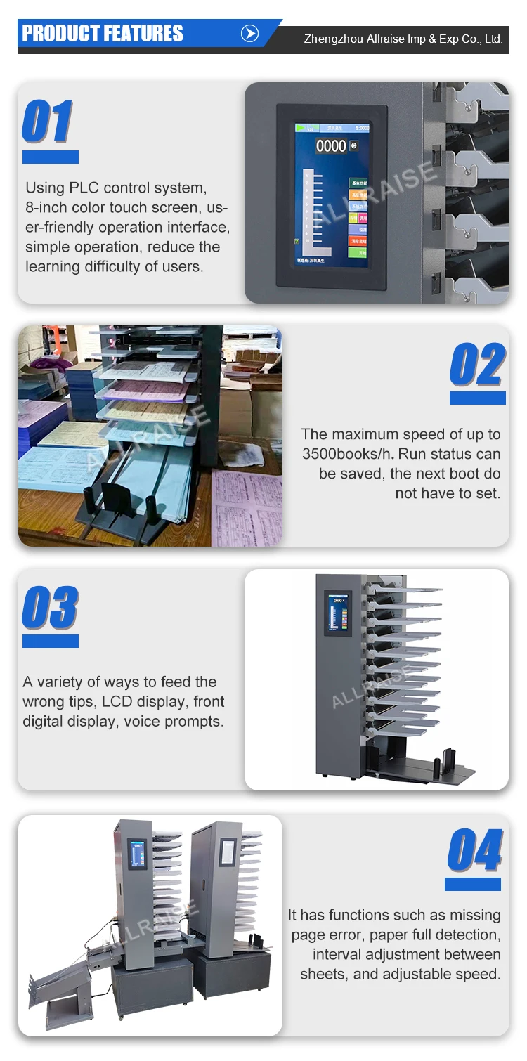 Automatic Calendar Paper Sheet Collator Stacking Machines