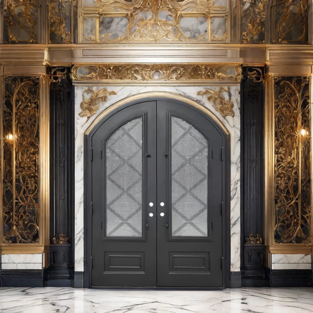 Modern Luxury French Style Wrought Iron Door Customized Private Steel ...