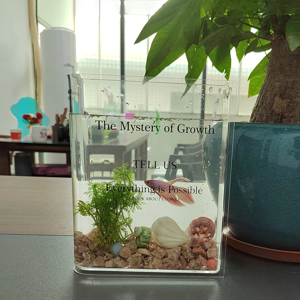 Custom Acrylic Book Vase Fish Tank Table Plastic Aquariums ...