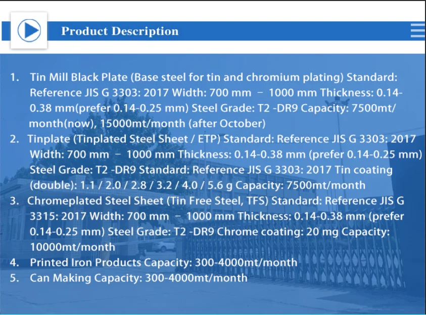 Jis G 3303-2017 Etp Tfs T4-dr8 Ba For Crown Caps Tin Plate Tinplate Tin ...