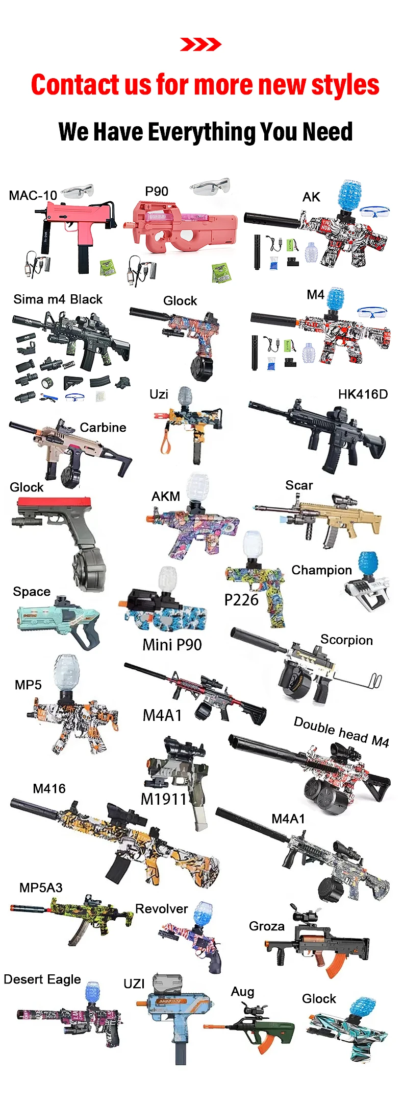 Splatter Ak 47 Mp5k Ball Jell Gel Gun Blaster Electric Akm Accessories ...