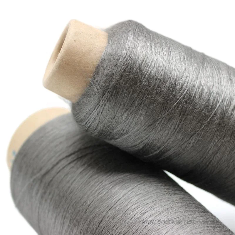 Flame Retardant Metallic Yarn Sus 304 316l Stainless Steel Fiber Spun ...