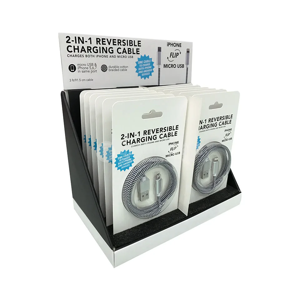 Custom Design Recyclable Cardboard Packaging Box Display Pdq For Cable ...