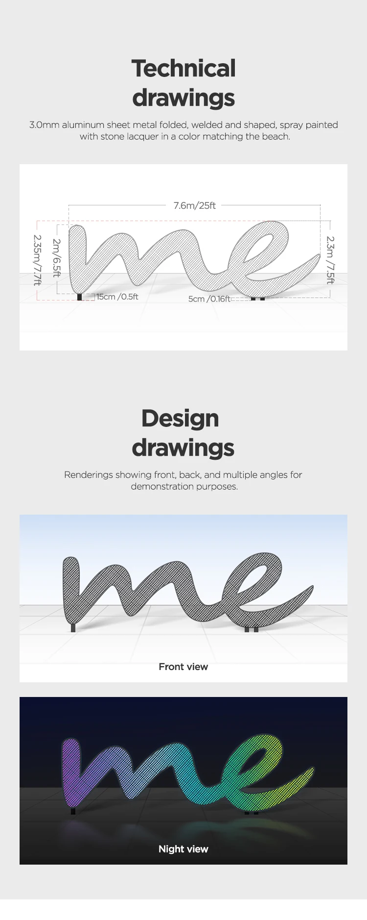 Outdoor Custom Business Advertising Metal Big Letter Oversize Sign 15ft ...