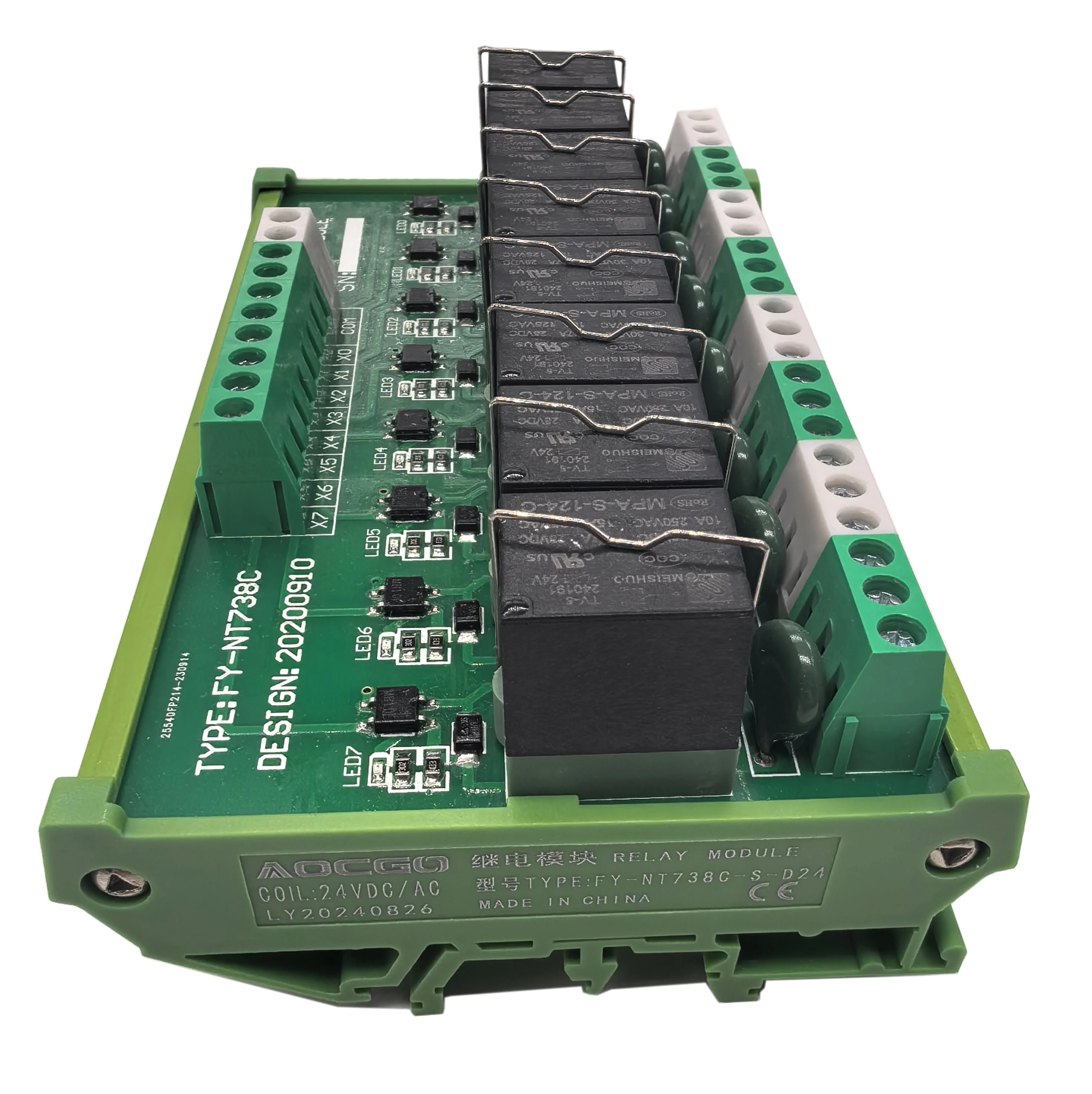 8 Channel 24VDC Relay Module - 10A 250VAC DIN Rail Mounting