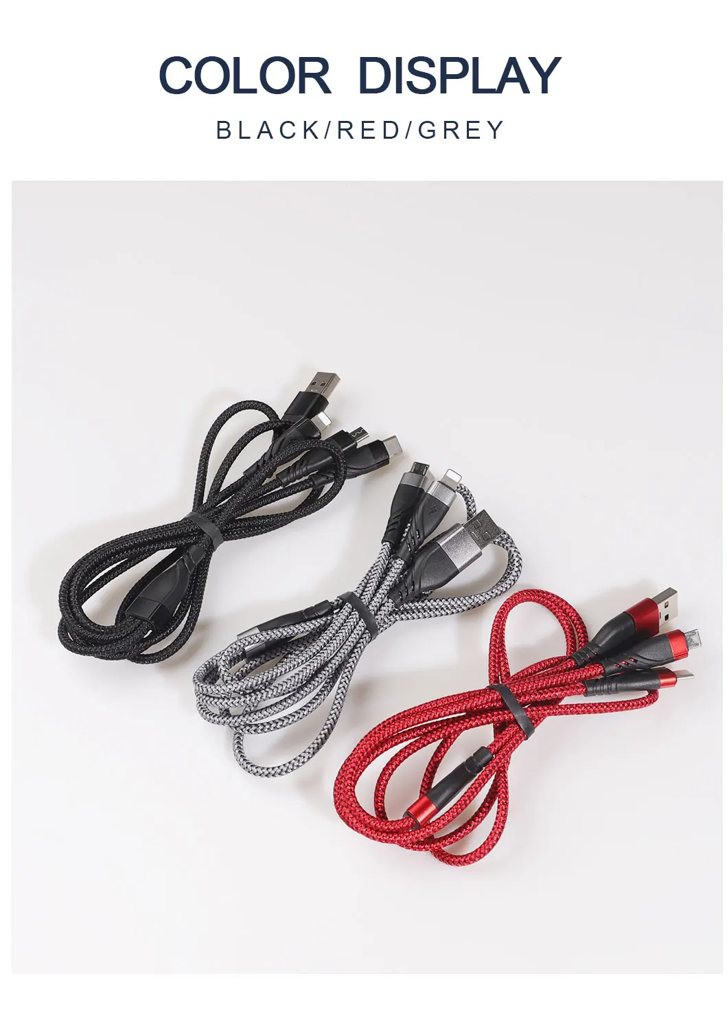 Nylon Braided 5 In1 Fast Charging USB Cable for Android & Ios