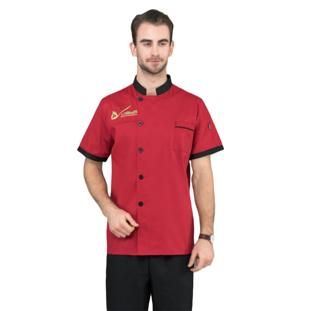Unisex Restaurant Kitchen Baking Chef Clothing Solid Color Short Sleeve ...