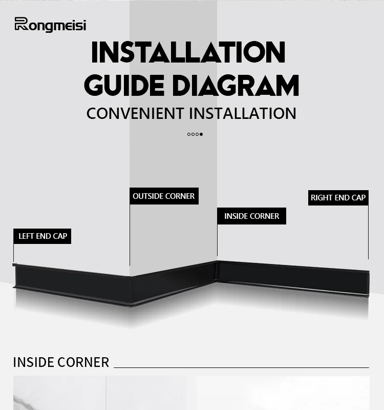 Slim Recessed Skirting Board - Aluminum Baseboard Profile
