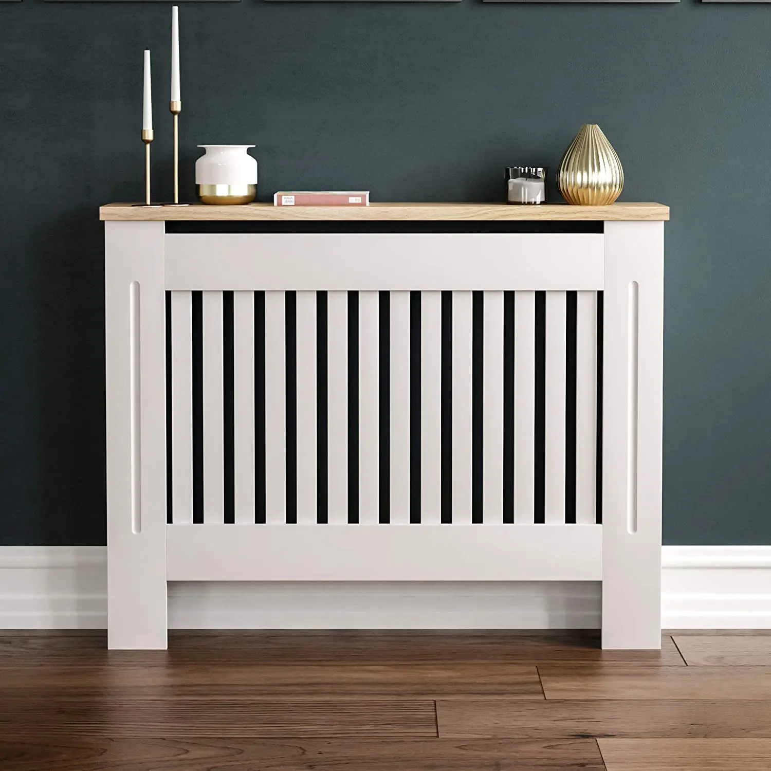 White Wood Radiator Cover MDF Grill Shelf Cabinet Modern Traditional ...