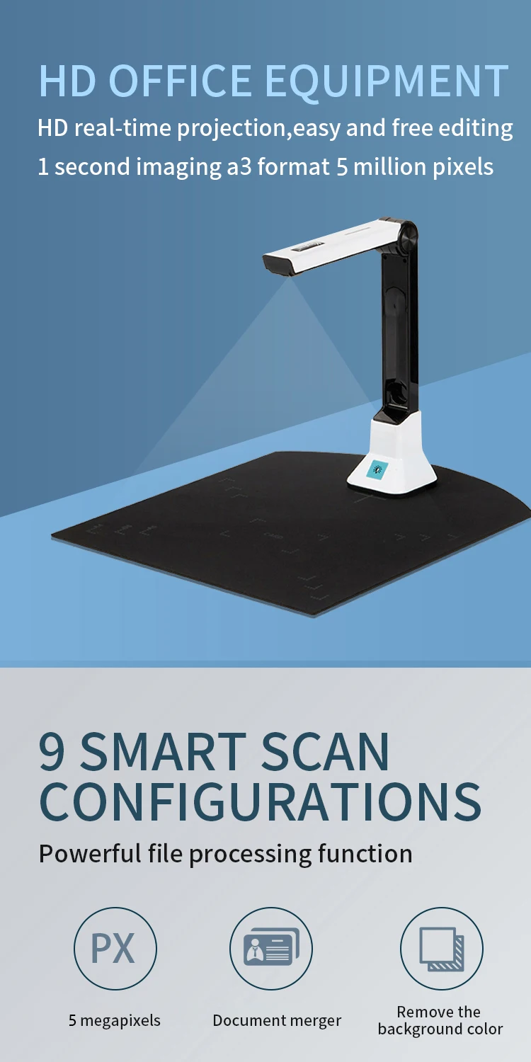 8MP HD A4 Auto-Focusing Flatbed USB Document Scanner LED Light Source ...