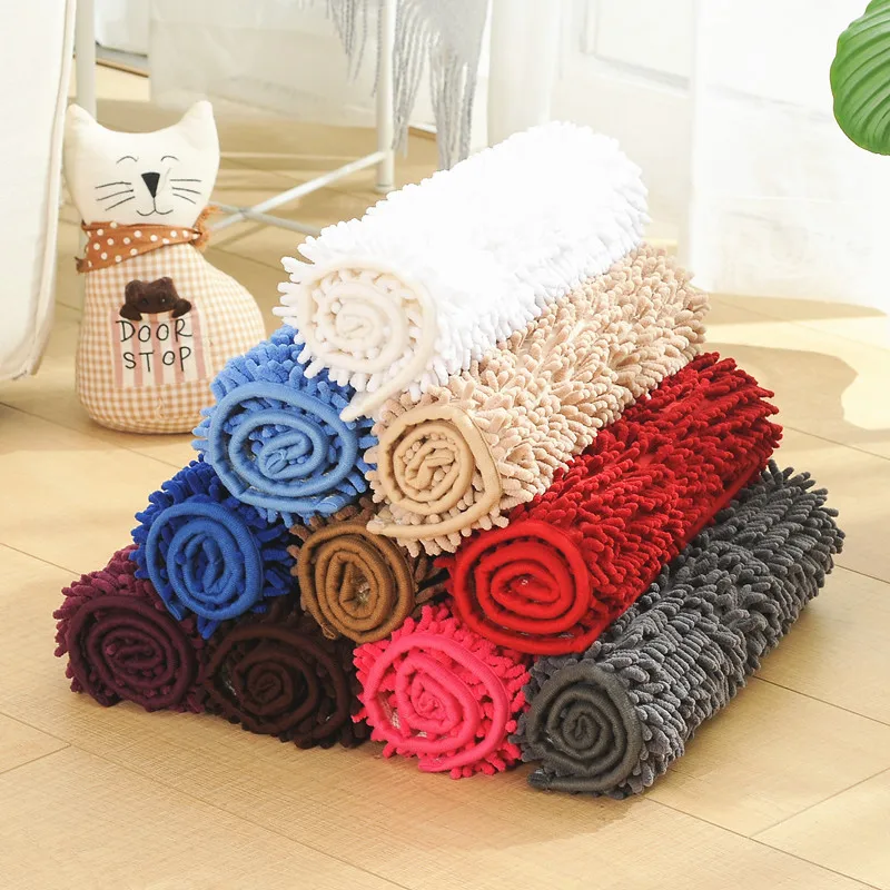 Wholesale Anti-slip Water Absorbent Thicken Chenille Plush Bath Pad Mat ...