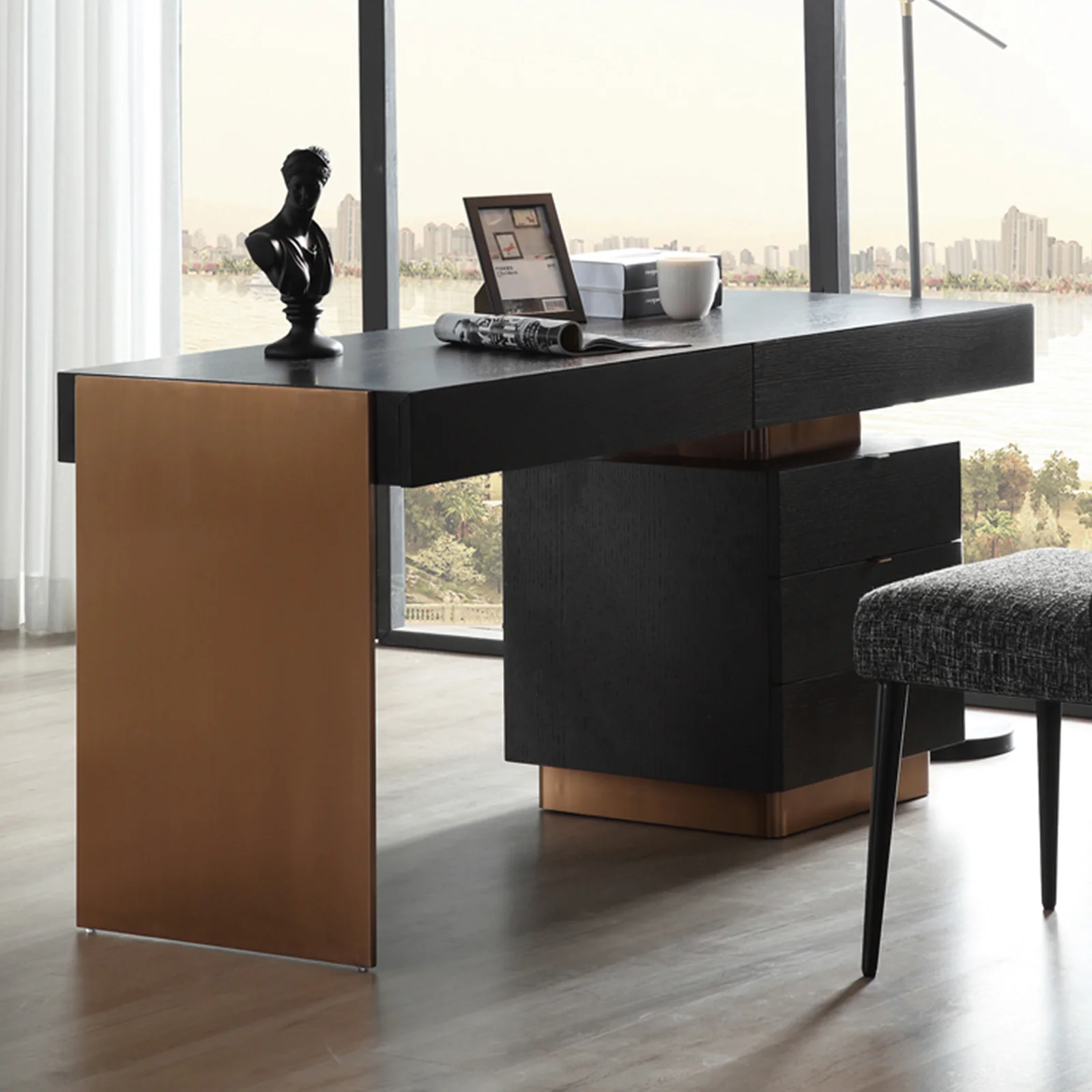 Custom Wooden Computer CEO Desk - Luxury Office Executive