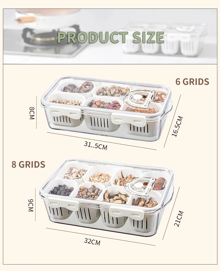 OWNSWING Kitchen Plastic Airtight Bulk Compartment Storage Box Spice ...