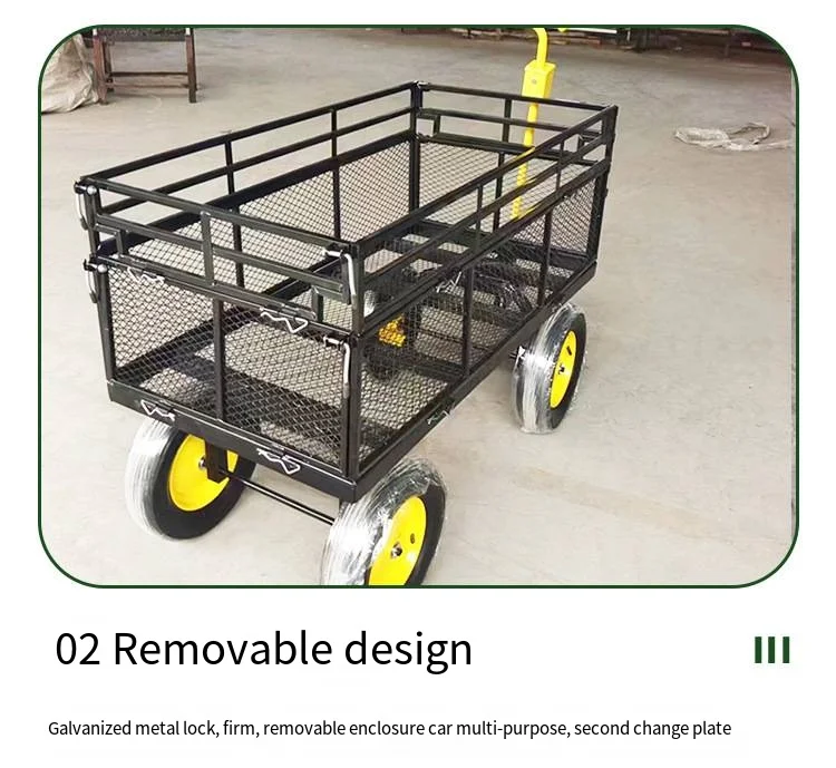 Heavy Duty Utility Cart Wagon Steel Wire Mesh Rolling Dump Garden Carts ...