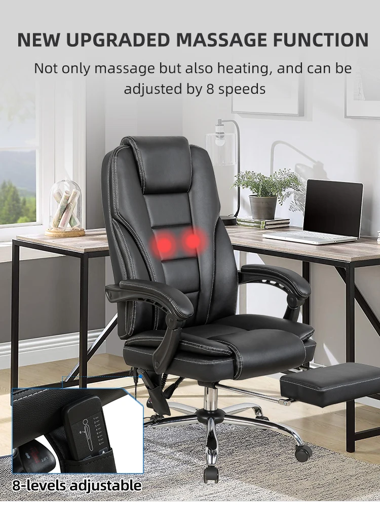 Wholesale Ergonomic Computer Executive Heating Massage Black Leather ...