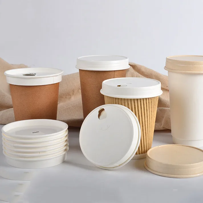 Custom disposable paper cup lid cover biodegradable paper pla coffee ...
