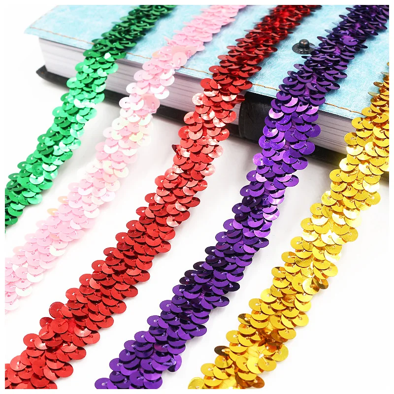 Colorful Sequin Elastic Trimming Wholesale 26 Colors In Stock 3 Rows ...