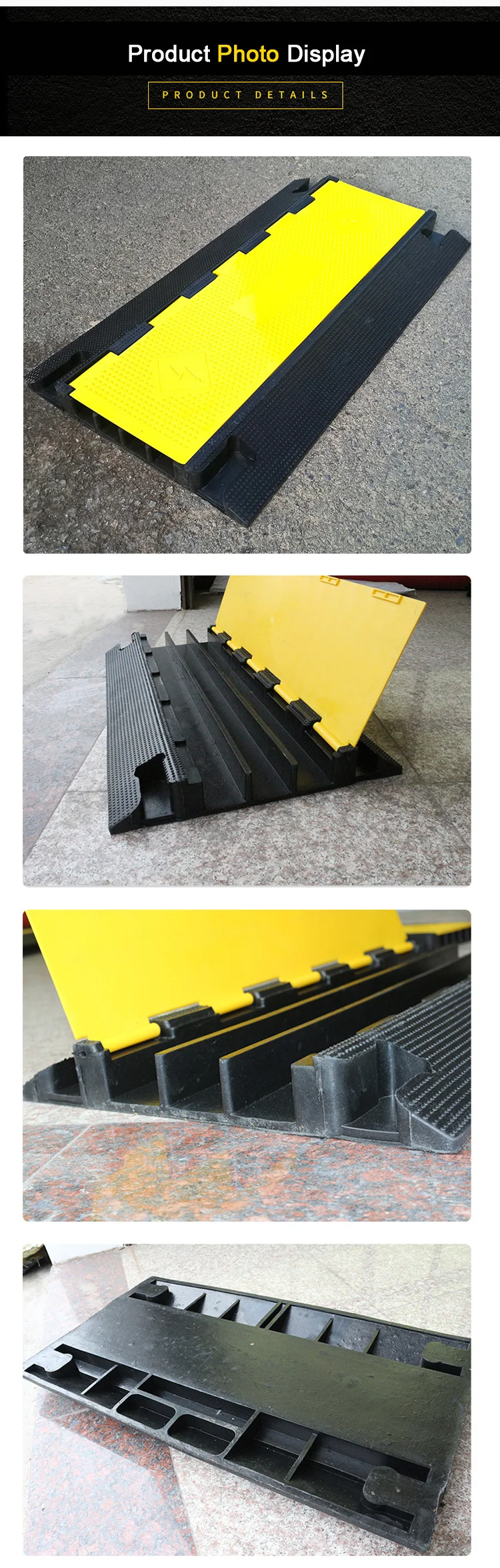 Rubber Cable Pipe Road Crossing Ramp,60*60mm One Channel Pipe Protector ...