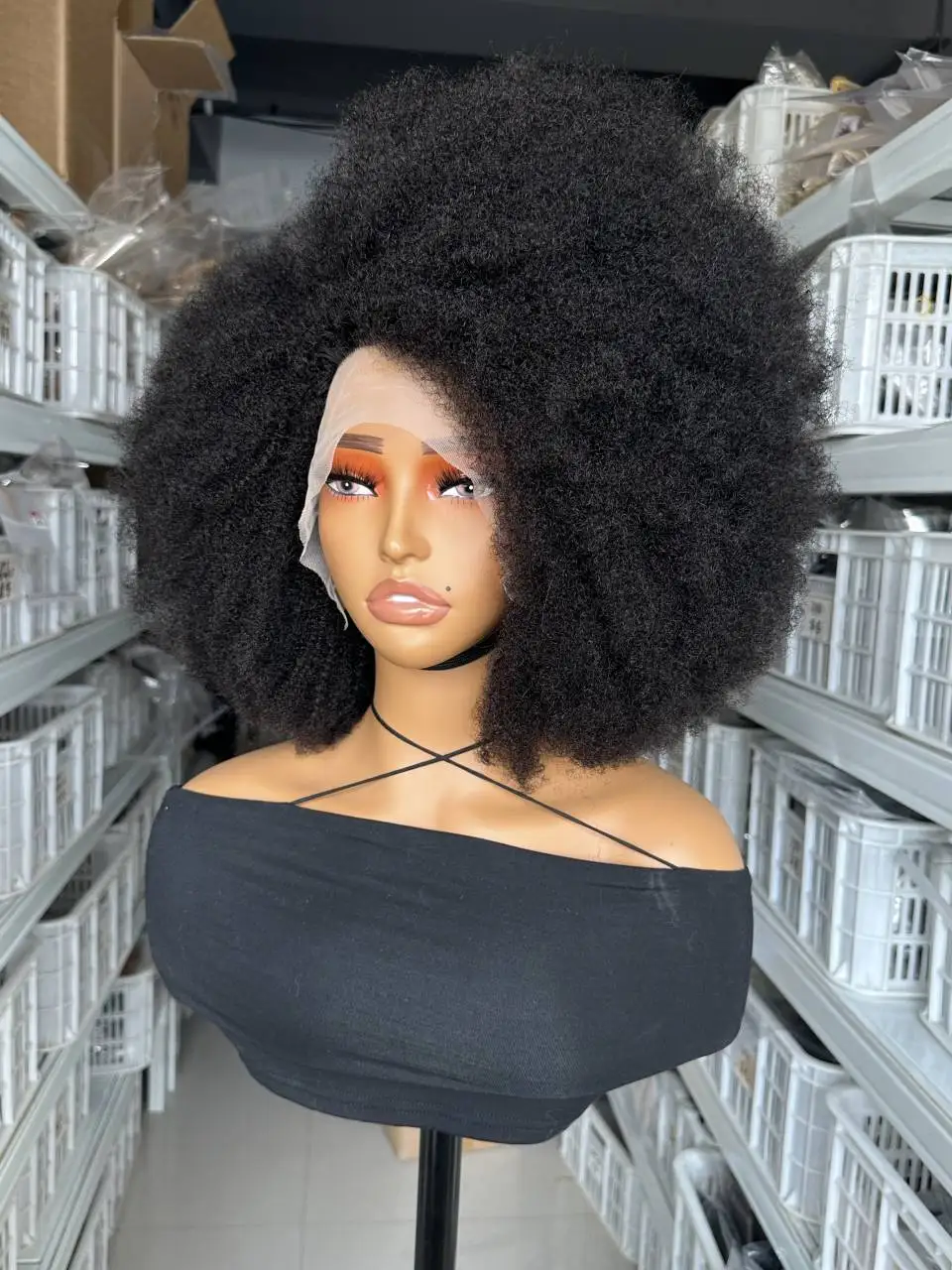 Double Drawn Virgin Hair Frontal Wigs Glueless Raw Indian Hair Afro Wig ...