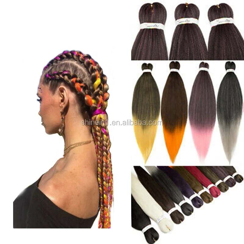 Shinein Soft Synthetic Expression Braiding Hair Pre Stretched Colored ...