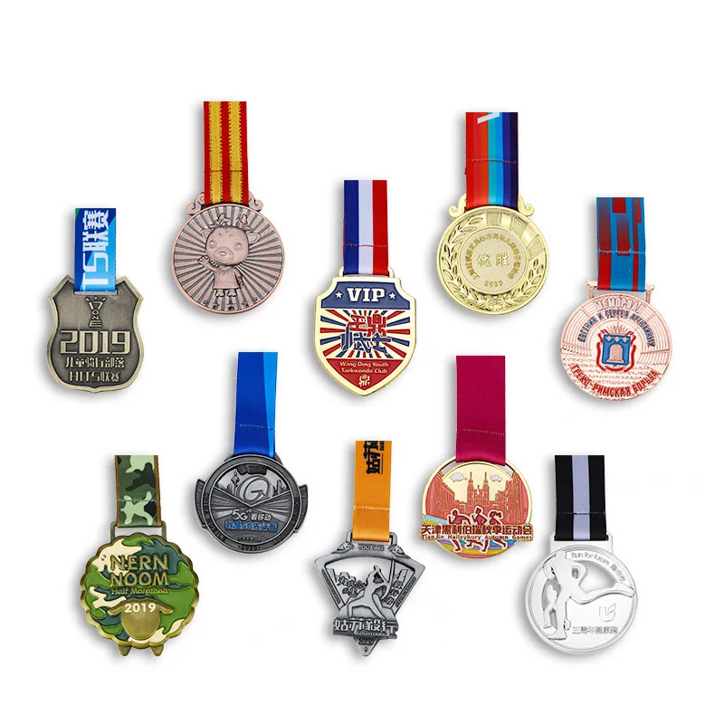 Archery Sublimation Ribbon Gold Metal Karate Custom Shape Logo Metal ...