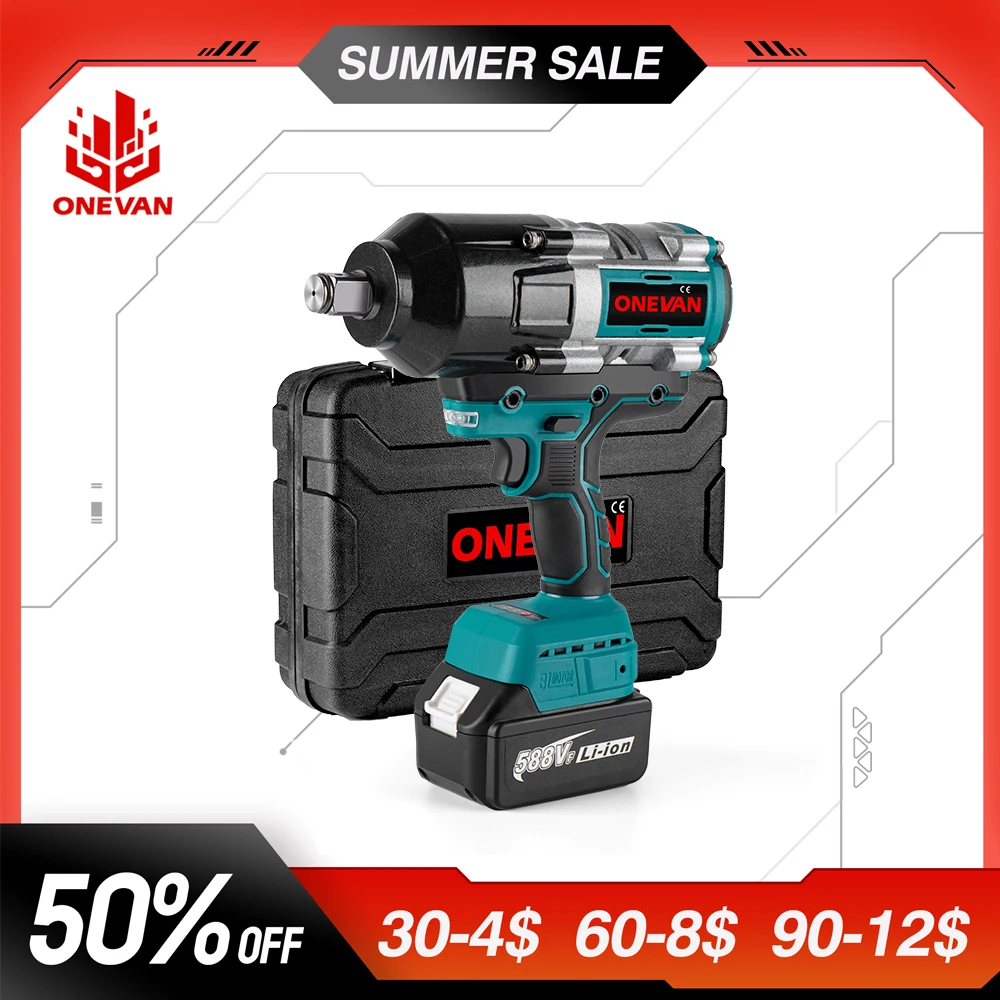 ONEVAN 3100NM Cordless Electric Impact Wrench, 3/4" Brushless Power ...