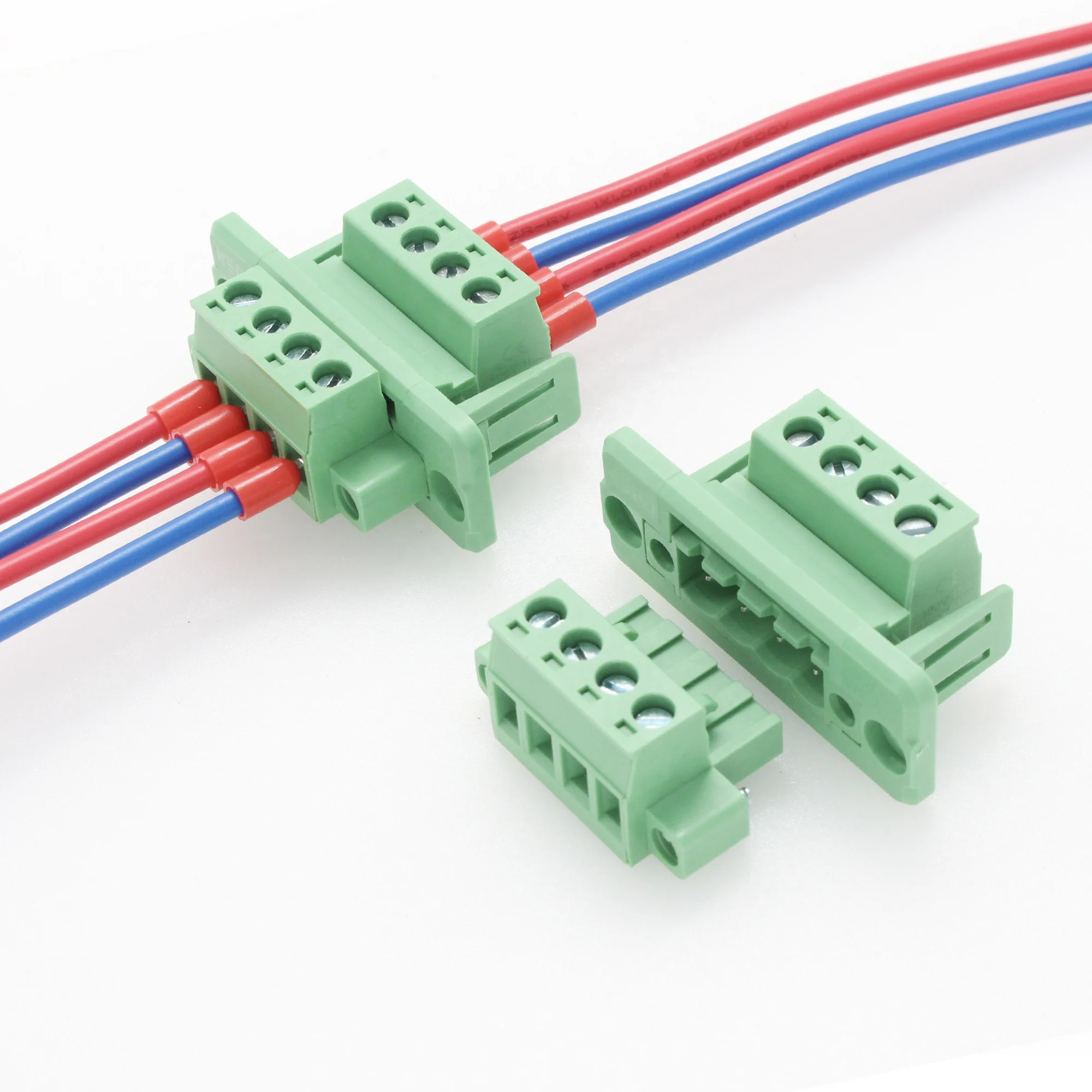 5.08mm Pitch 2p To 24p 2edgrkp/wb With Flange Feed Through Brass Cage Plug-in Terminal Block ...